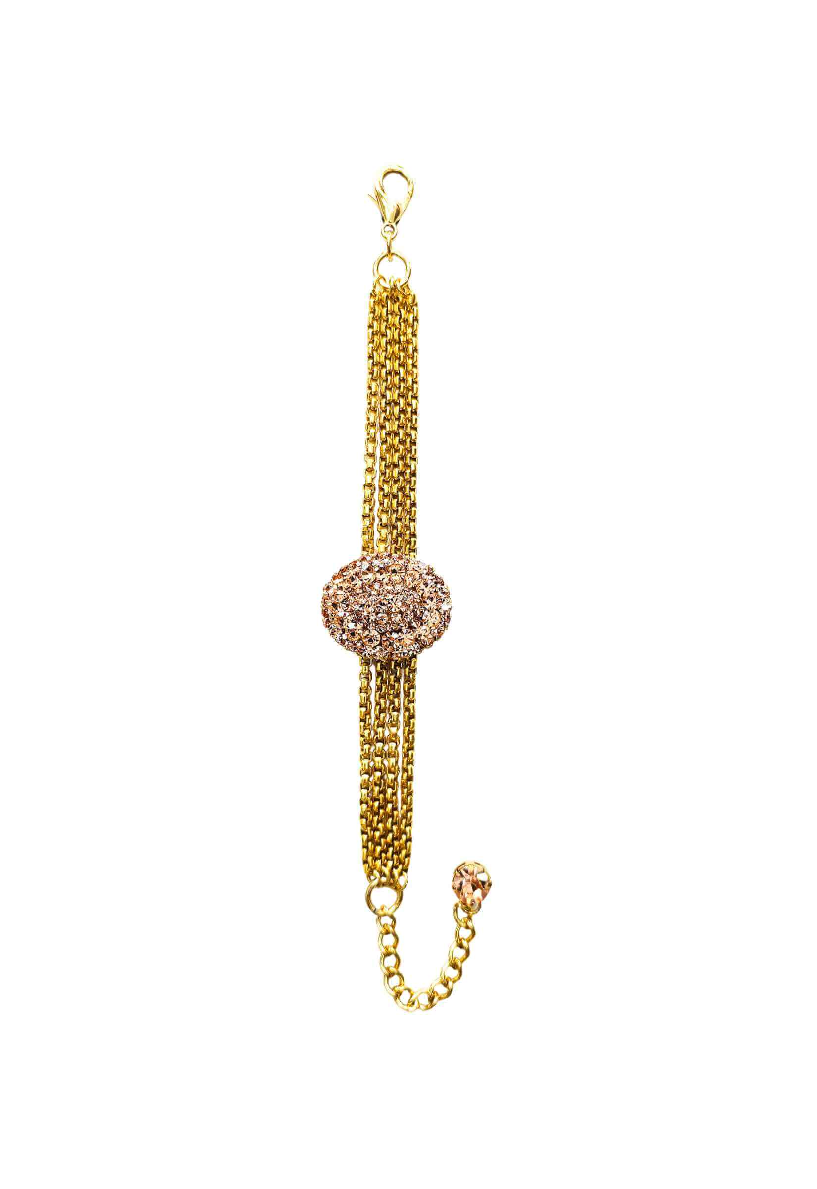 Pulseira Roseli com pingente oval light peach e veneziana dourada ...